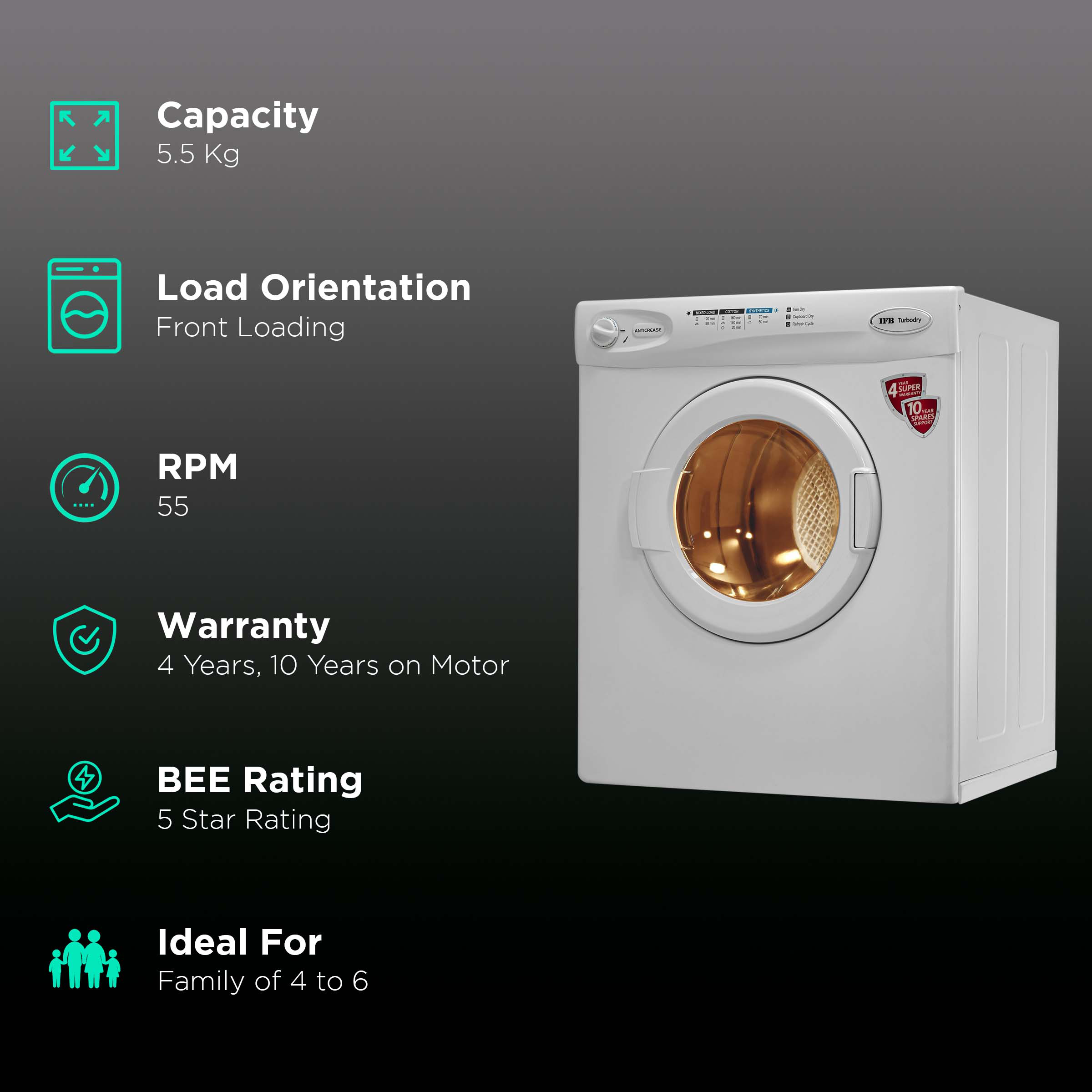 Buy IFB 5.5 kg 5 Star Fully Automatic Front Load Dryer (TURBO DRY 550 ... Buy IFB 5.5 kg 5 Star Fully Automatic Front Load Dryer (TURBO DRY 550 ...